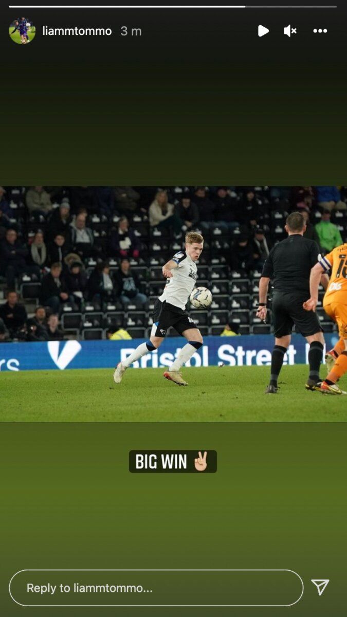 Liam Thompson sends two word message to Derby County fans after 3-1 win ...