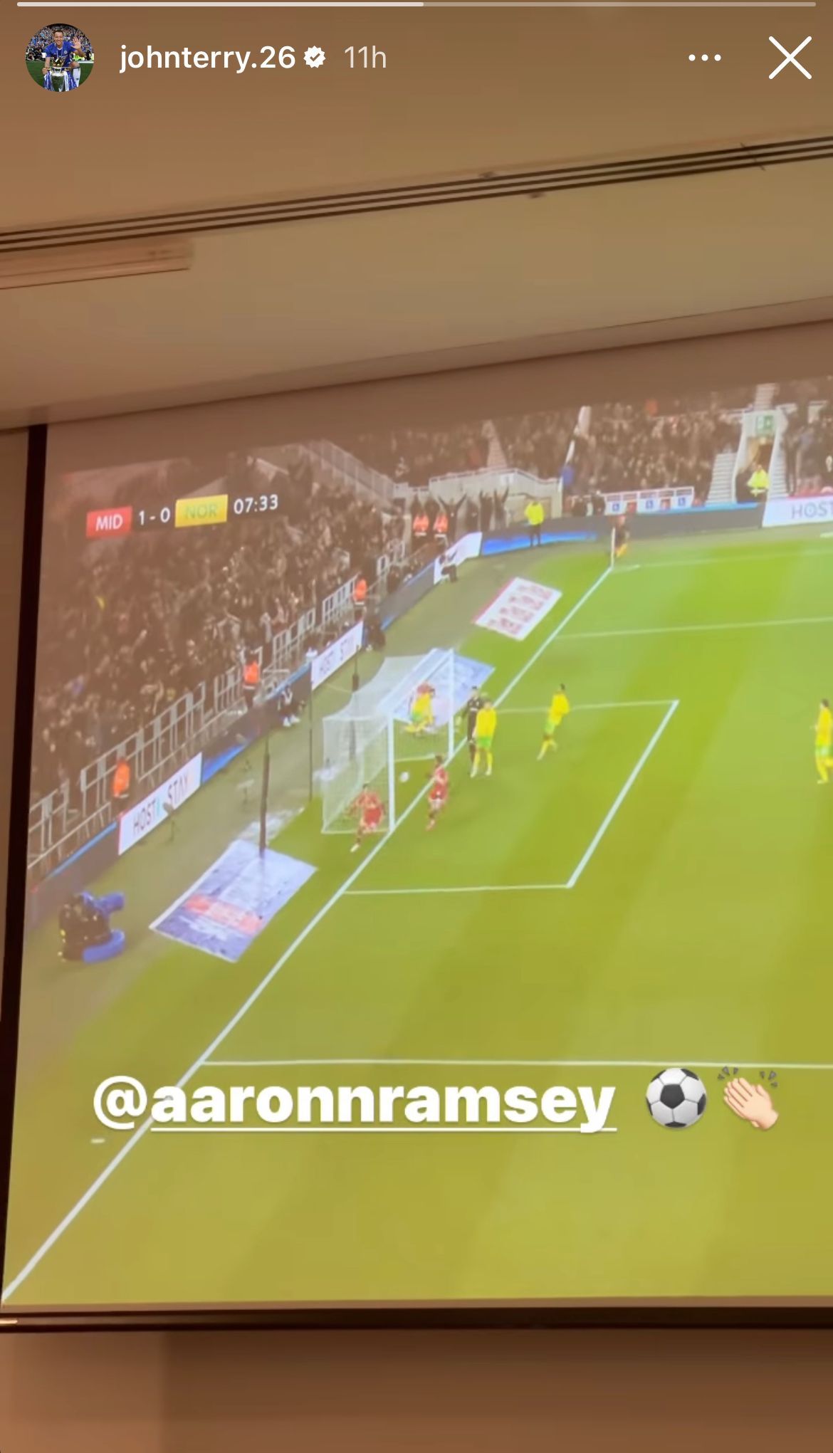John Terry keeping tabs on Aaron Ramsey at Middlesbrough
