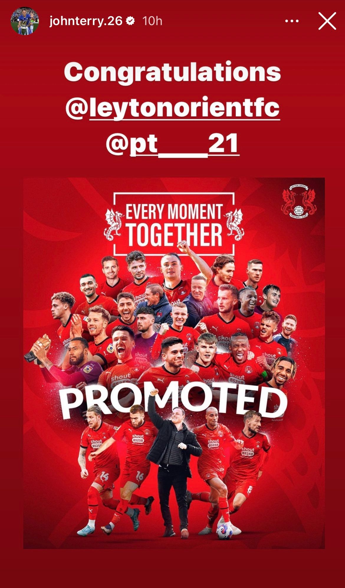 Harry Kane and John Terry react after Leyton Orient secure promotion