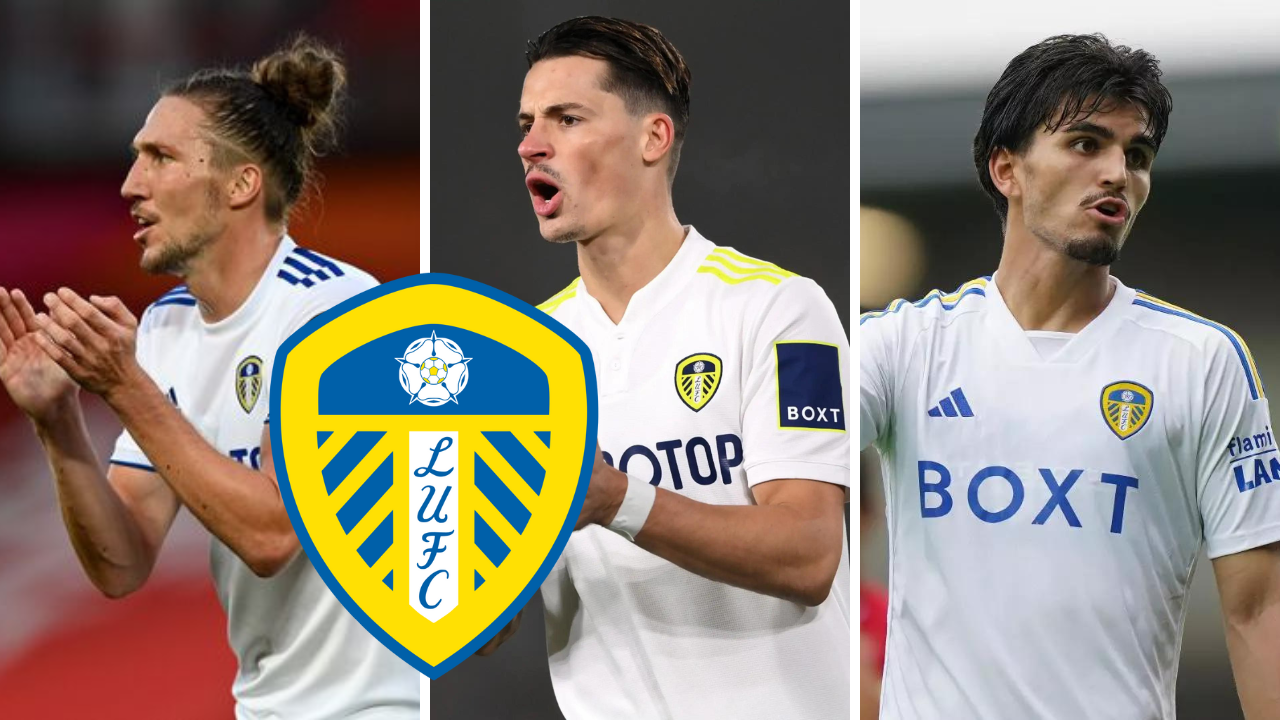 Luke Ayling and Pascal Struijk react as Robin Koch leaves Leeds for ...