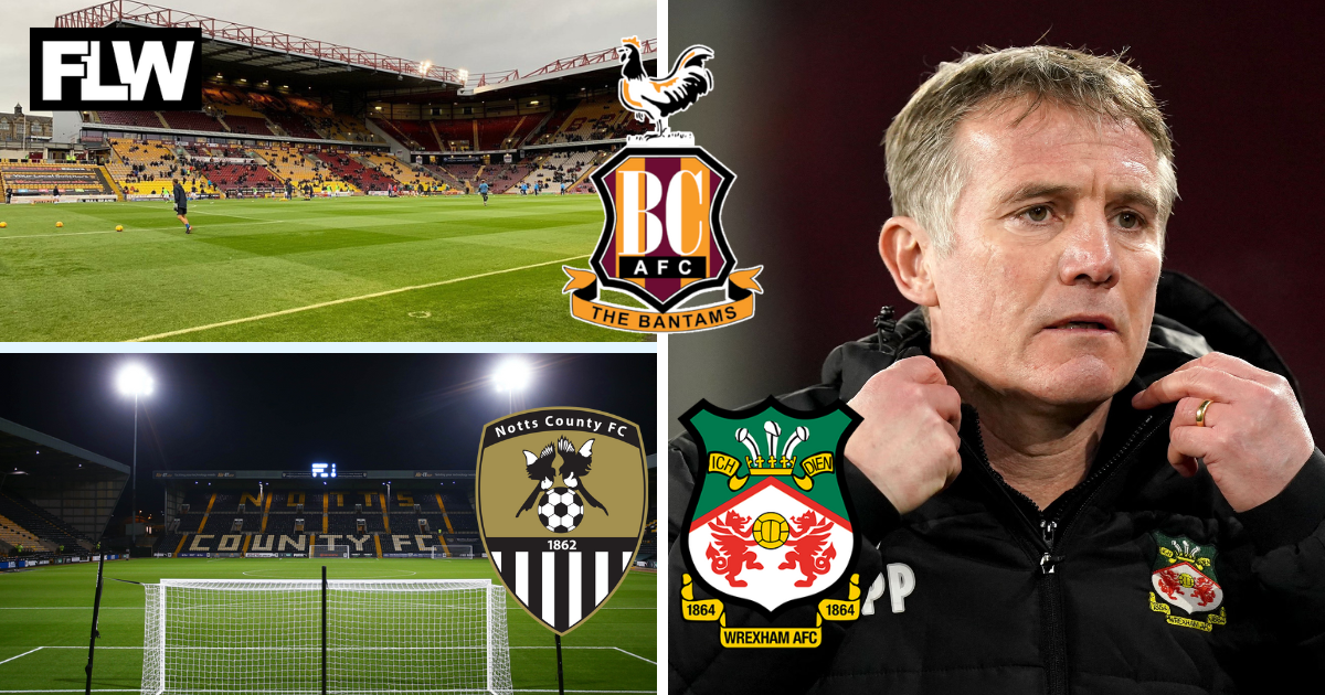 Wrexham, Notts County and Bradford City's average home attendances ...