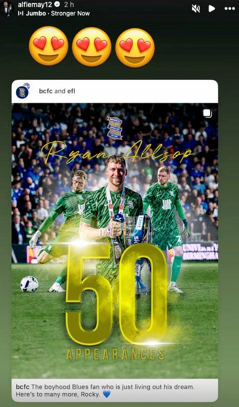 Alfie May reacts to big Ryan Allsop moment at Birmingham City