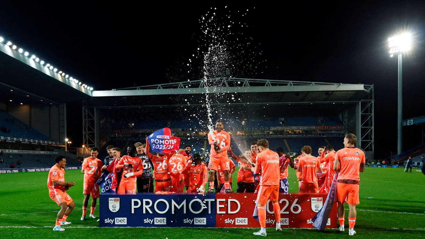 Matty Godden and Kyle McFadzean react to Coventry City's promotion