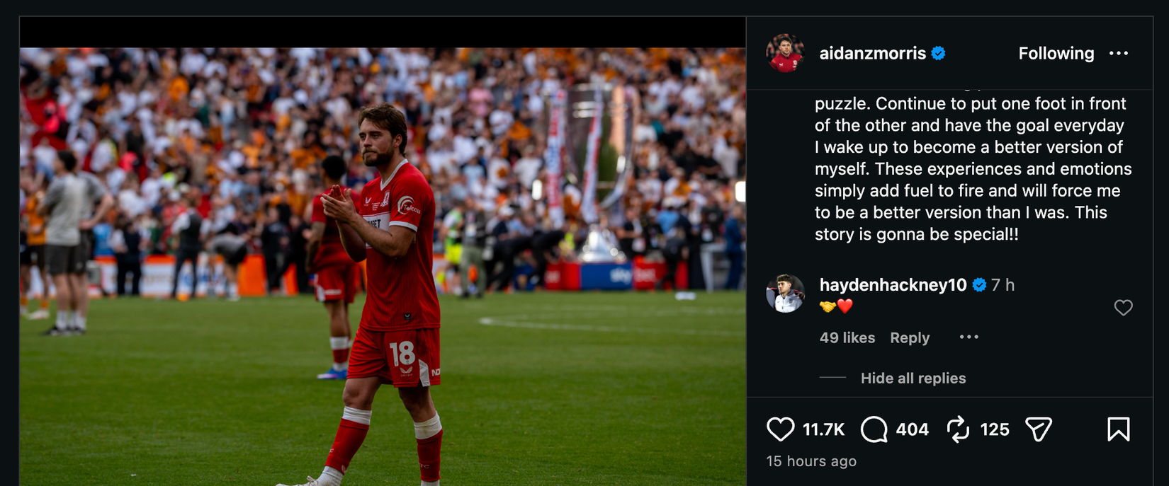Hayden Hackney reacts as Aidan Morris breaks Middlesbrough silence